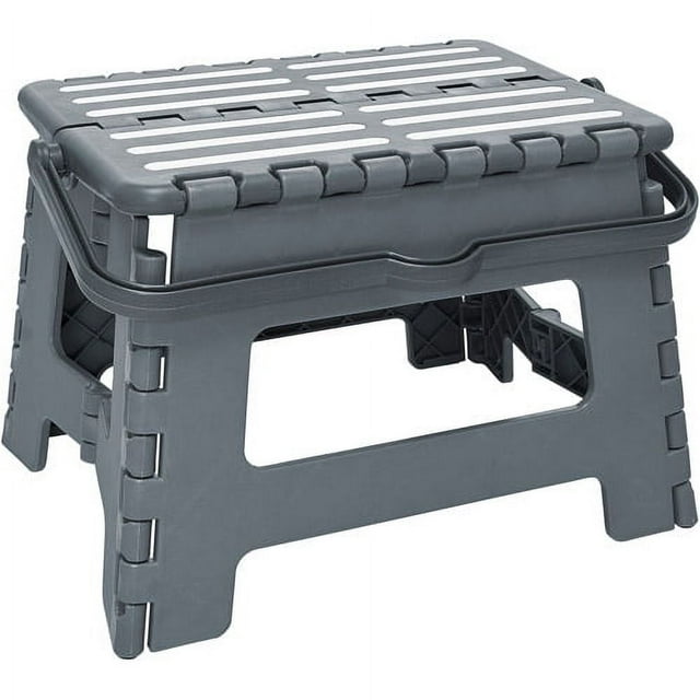 Simplify Gray Striped Folding 1 Step Stool with Handle - Walmart.com