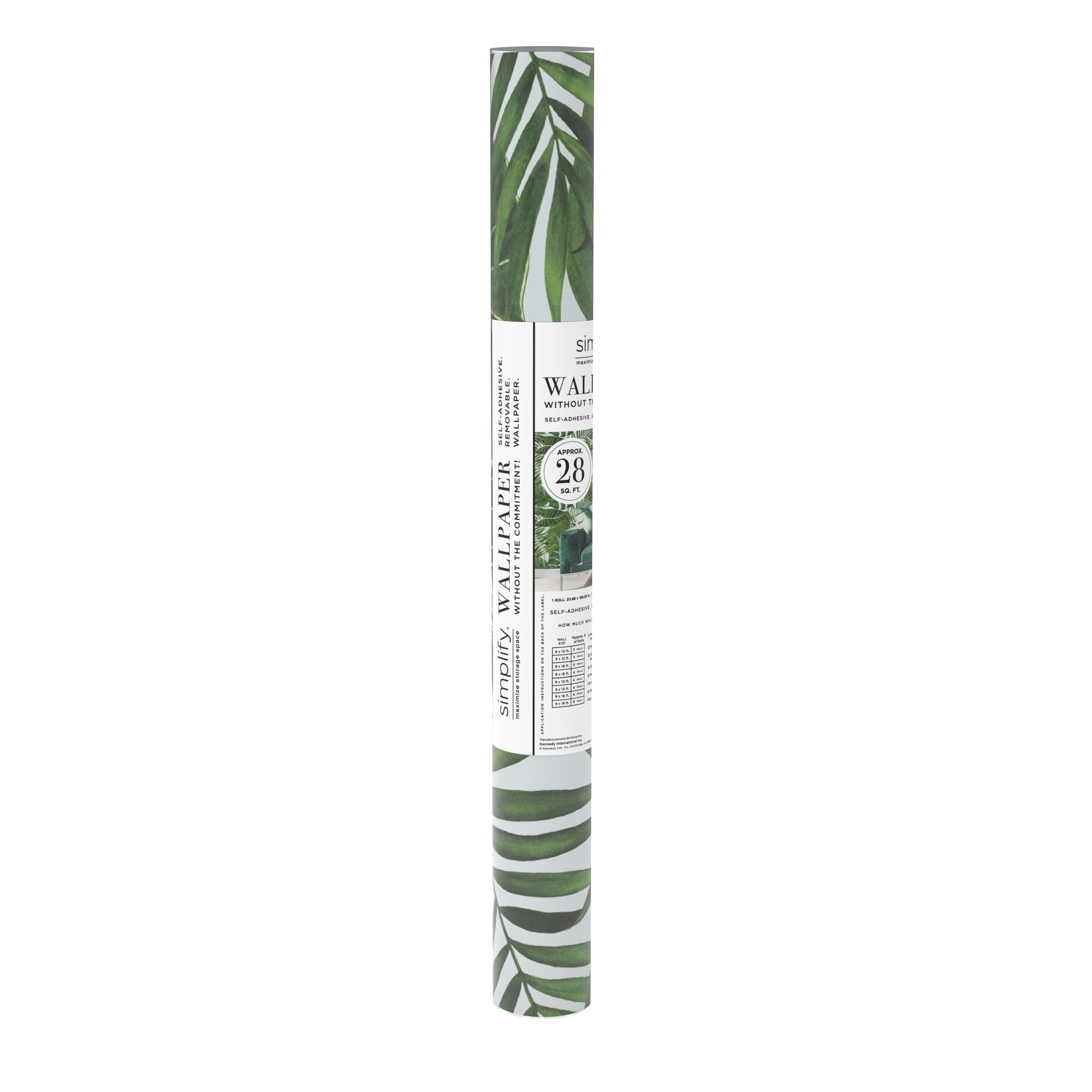 Simplify Palm Leaves Adhesive Wallpaper in Green - Walmart.com