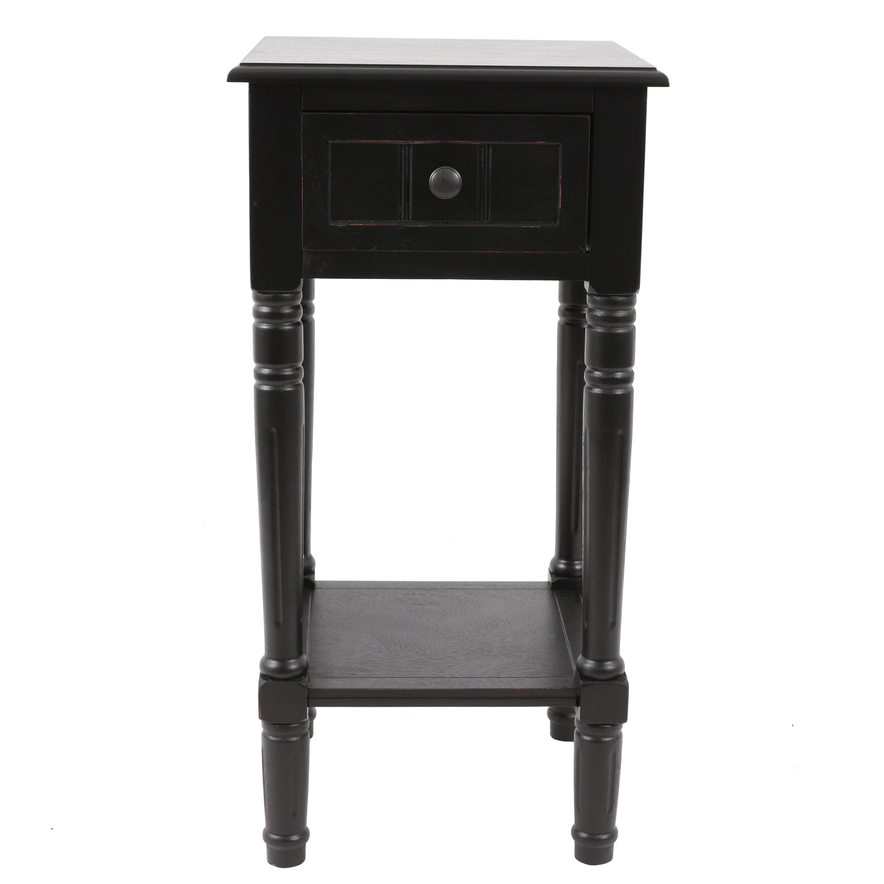 Simplify Small One Drawer Wood Accent Table, Black Finish - Walmart.com