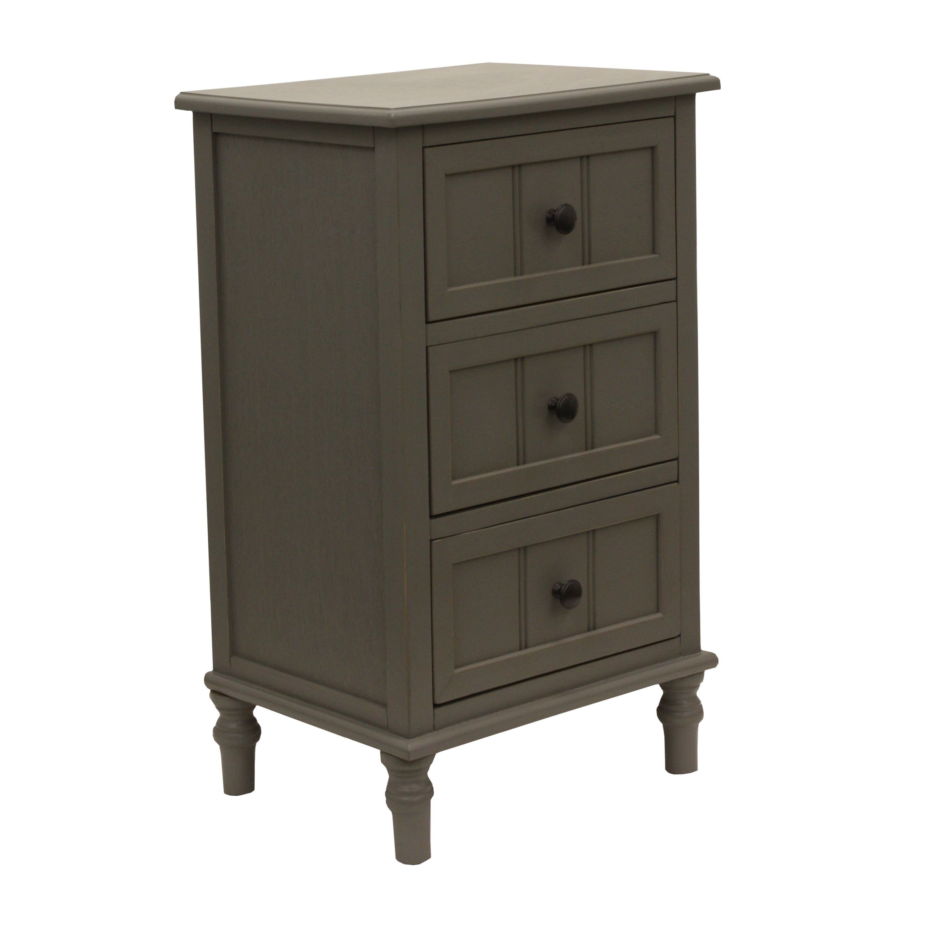 Simplify Small Three Drawer Wood Accent Table, Eased Edge Grey Finish ...