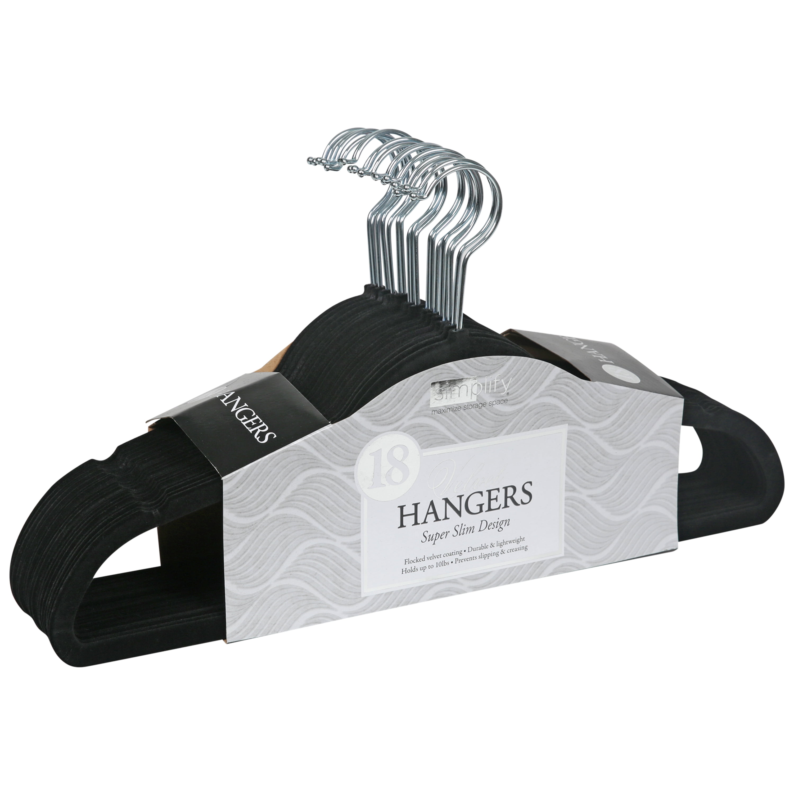 Simplify Velvet, Plastic and Metal Clothes Hangers, 18 Count - Walmart.com