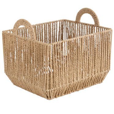 Simplify 2 Pack Large Woven Shelf Storage Basket in Grey - Walmart.com