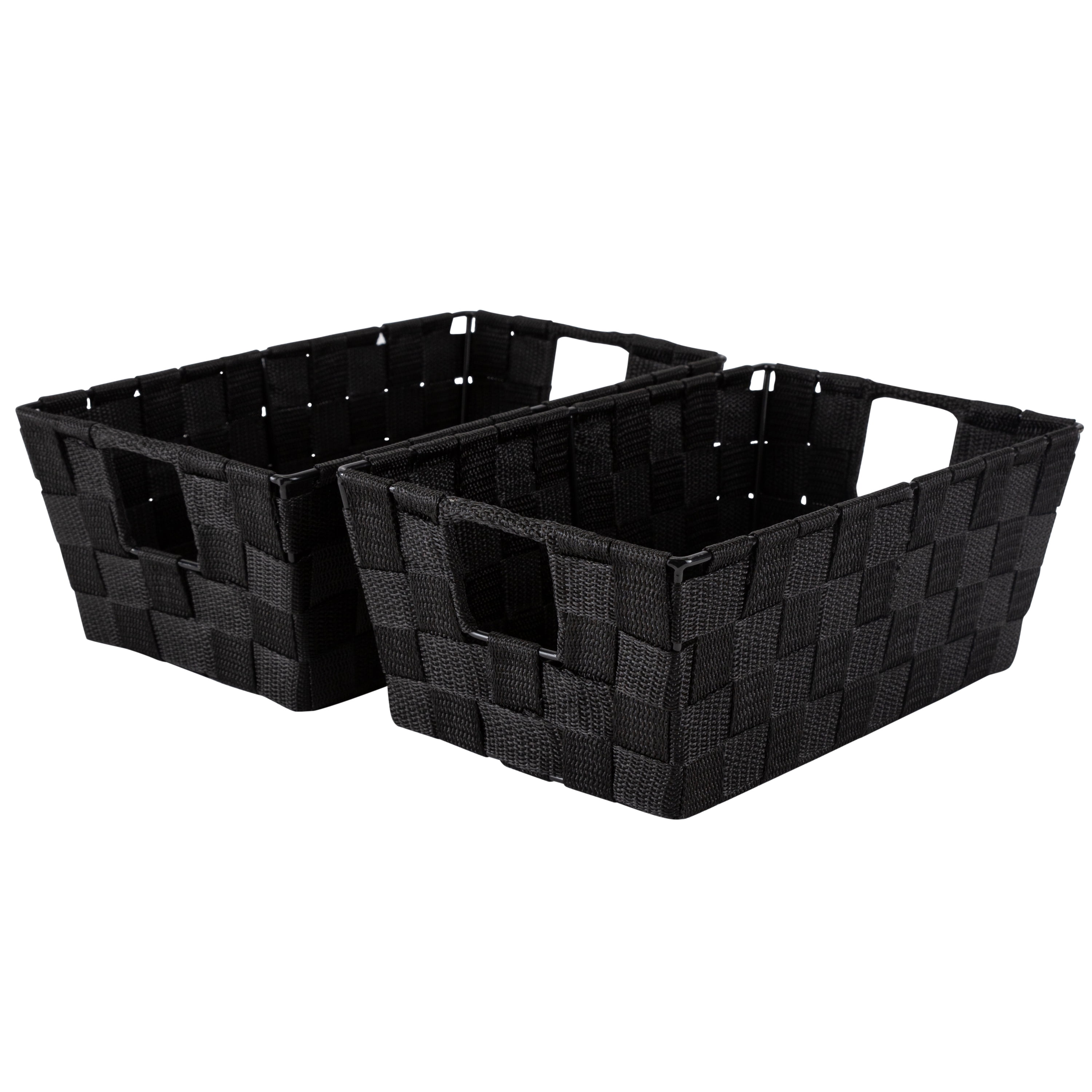 Simplify Woven Polypropylene Storage Baskets, Handles, Set of 2 ...