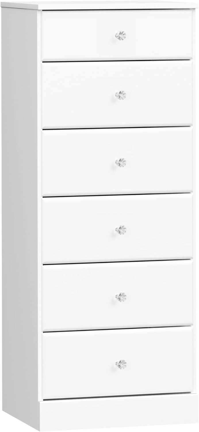 Simplistic 6-Drawer Tall Dresser for Bedroom, Functional Chest of Drawers with Acrylic Knobs, 16 ...