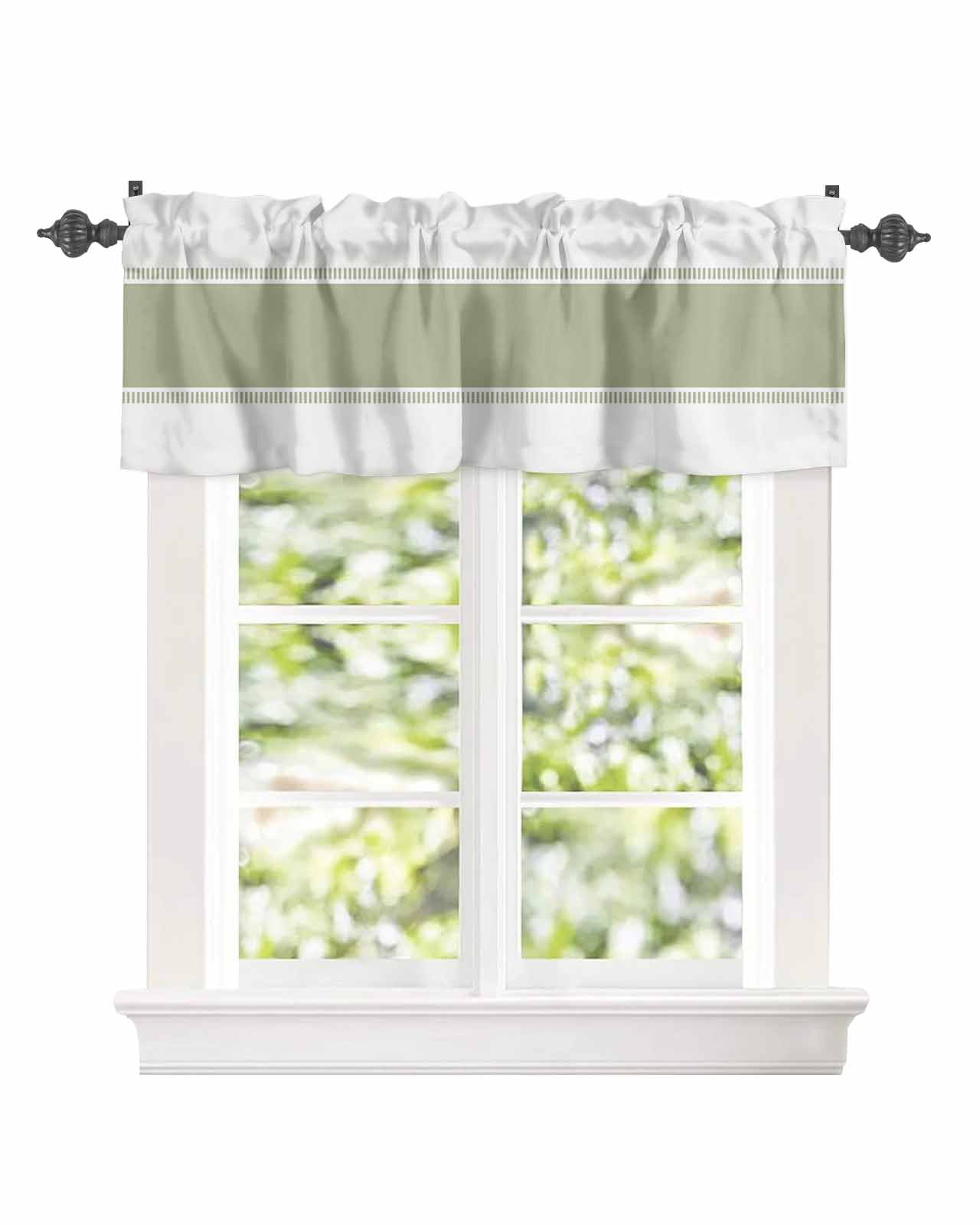 Simplistic Art Sage Green Window Valances for Kitchen,Rod Pocket ...