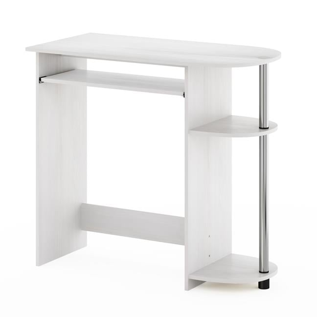 Simplistic Easy Assembly Computer Desk, White Oak & Stainless Steel ...