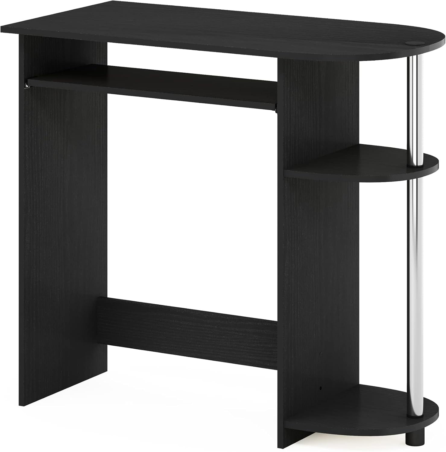 Simplistic Easy Assembly Computer Desk, With Keyboard Tray, Dark Brown ...