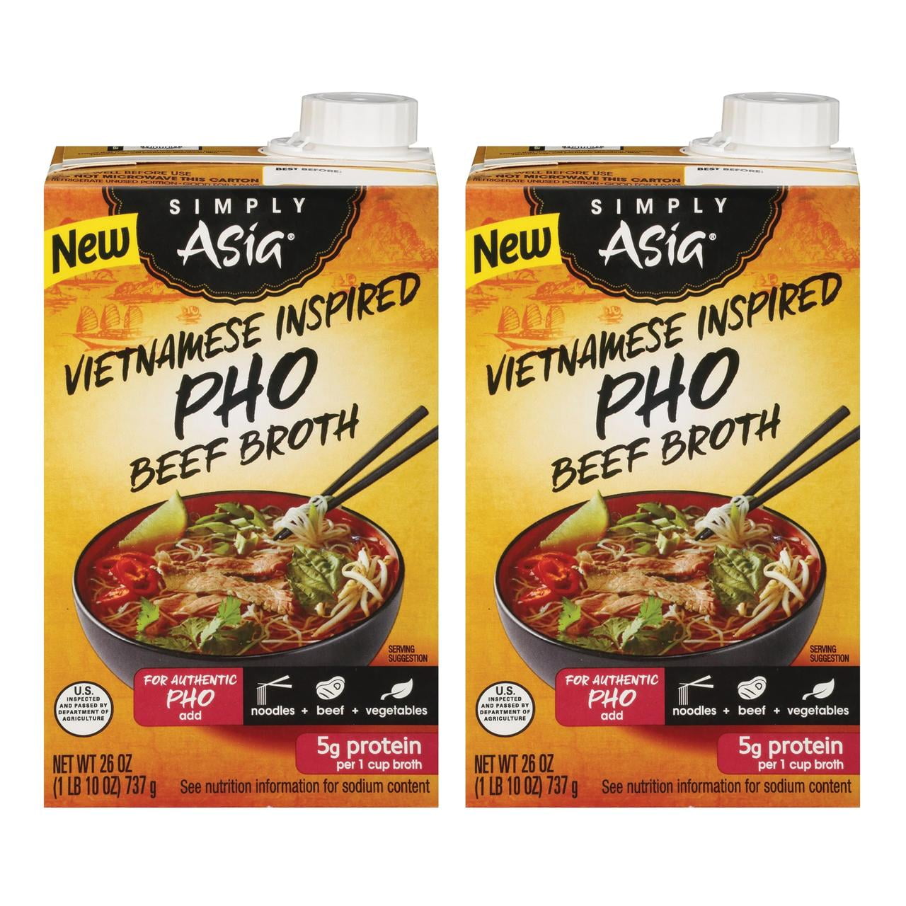 Simply Asia Vietnamese Inspired Pho Beef Broth, 26 oz, Pack of 2 ...