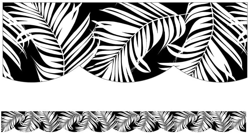 Simply Boho Leafy Black White Bulletin Board Borders, 39 Feet of ...