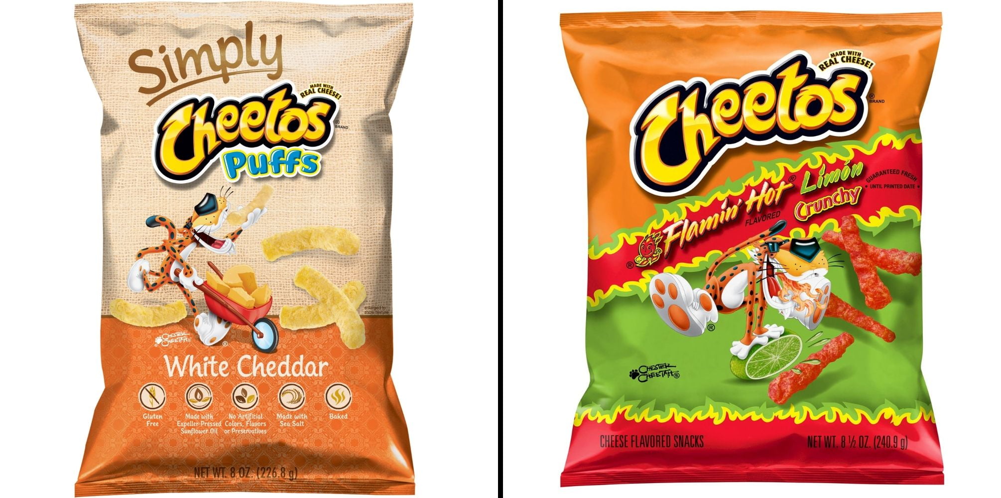 Simply Cheetos Puffs White Cheddar Cheese Snacks 9 oz & Cheetos Crunchy ...