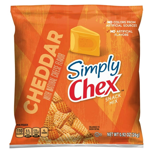 Simply Chex Snack Mix, Cheddar, 0.92 Ounce (Pack of 60) - Walmart.com