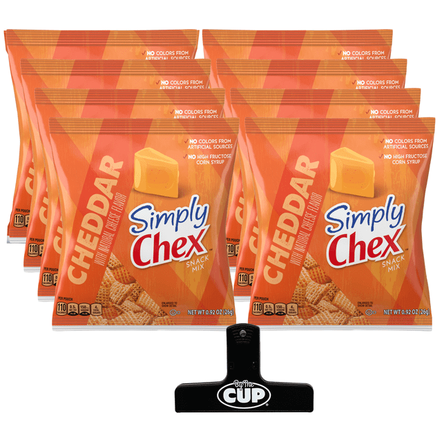 Simply Chex Snack Mix, Cheddar, 0.92 oz Whole Wheat (Pack of 8) with By ...