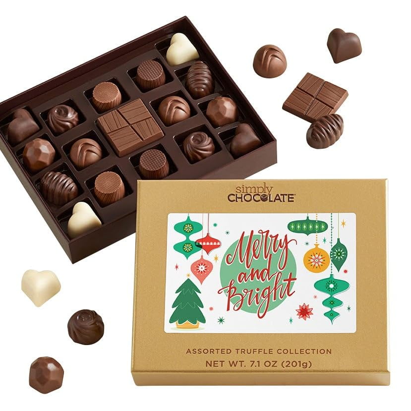 Simply Chocolate 17PC Merry & Brights Belgian Chocolate Gift Box with ...