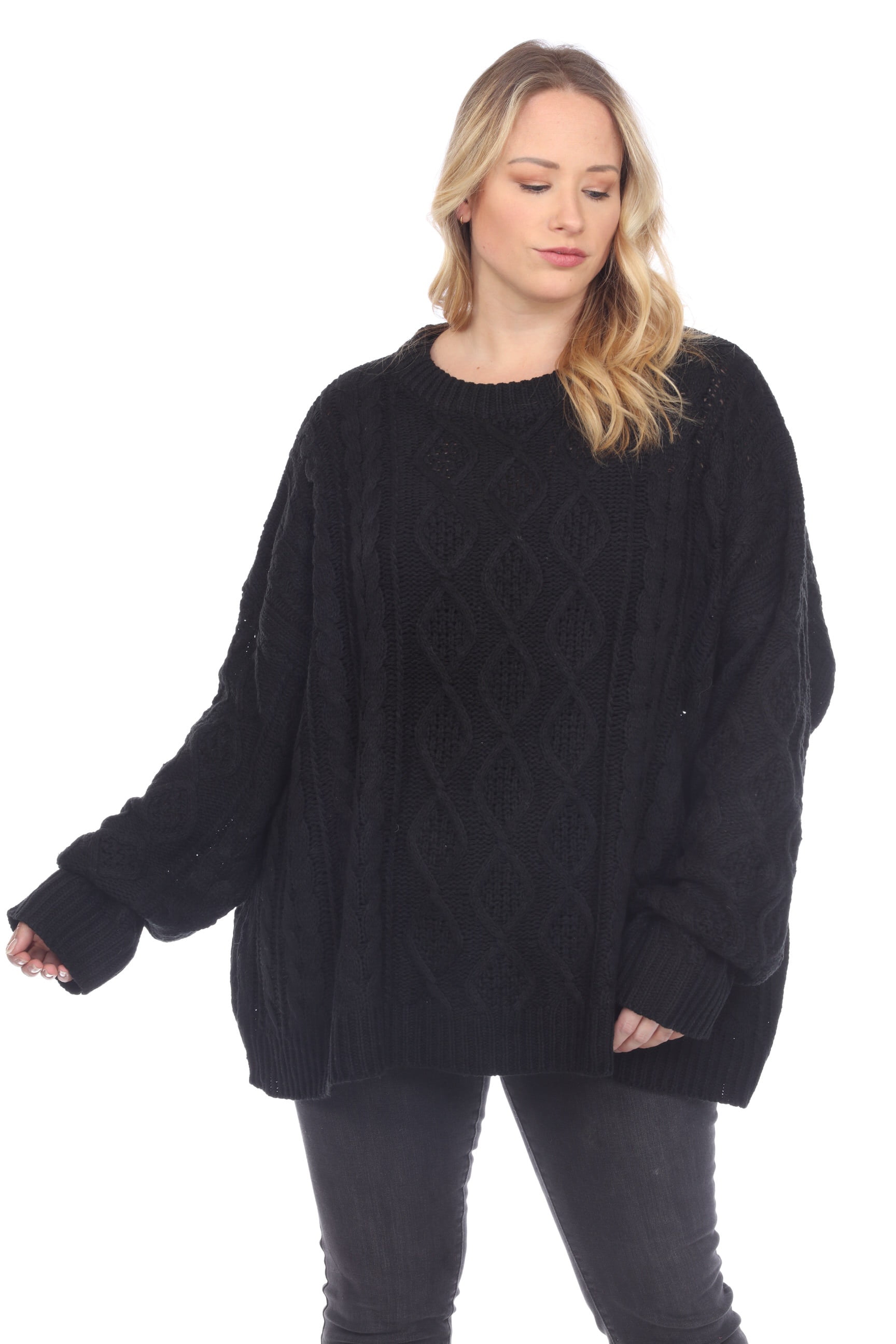 Simply Couture Women's Plus Size Loose Oversized Chunky Cable Knit ...
