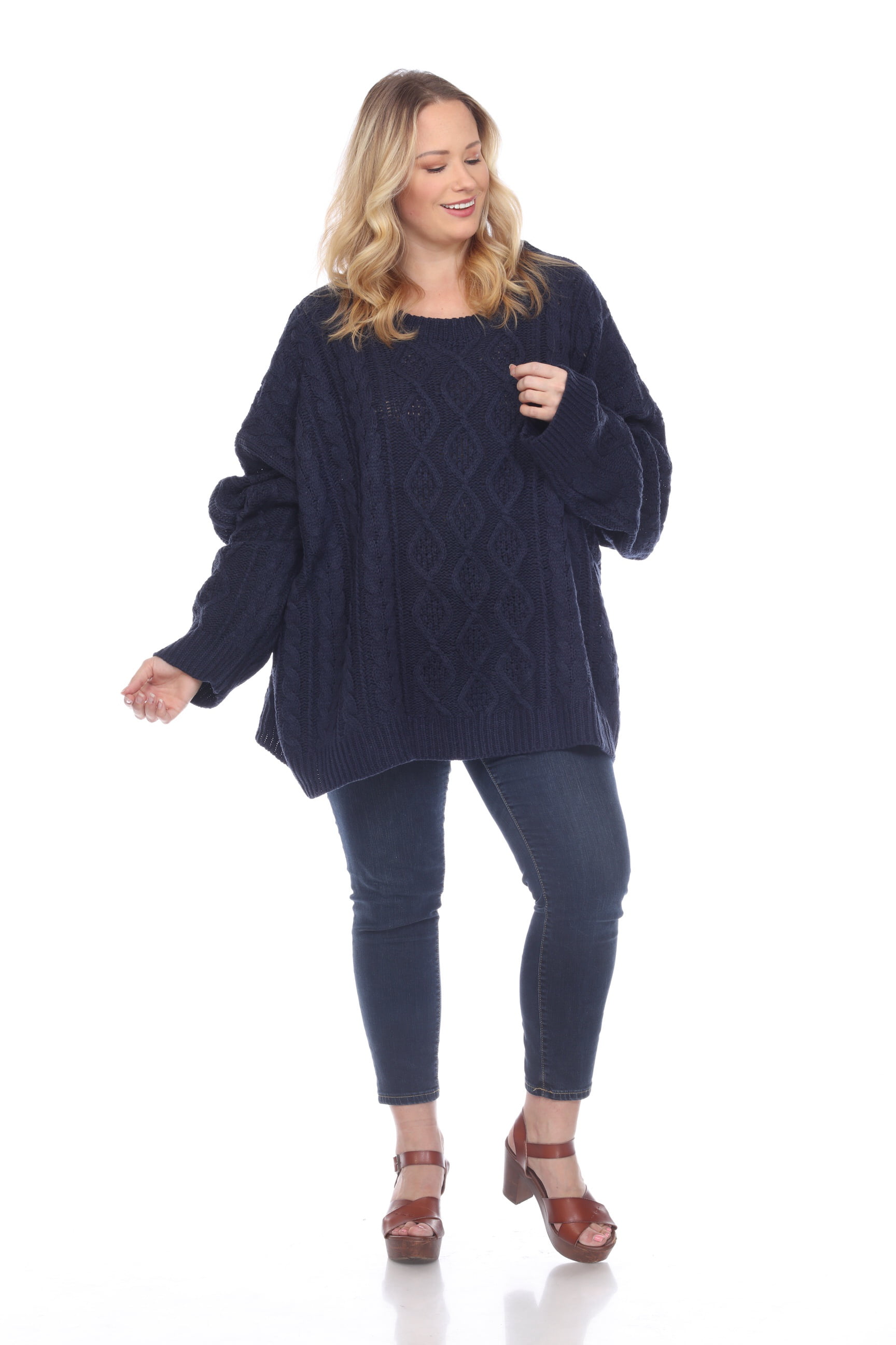 Simply Couture Women's Plus Size Loose Oversized Chunky Cable Knit ...