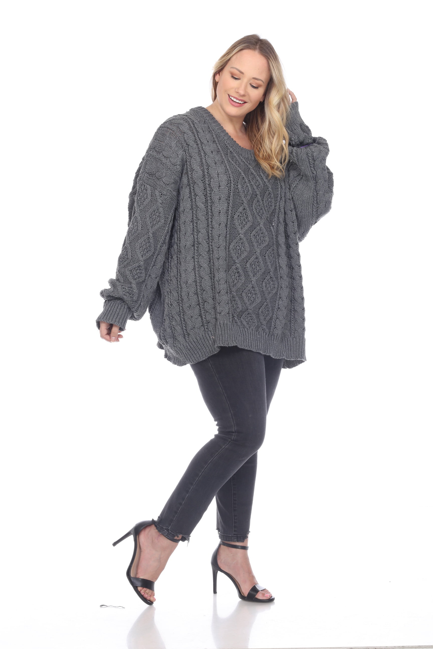 Simply Couture Women's Plus Size Loose Oversized Chunky Cable Knit ...