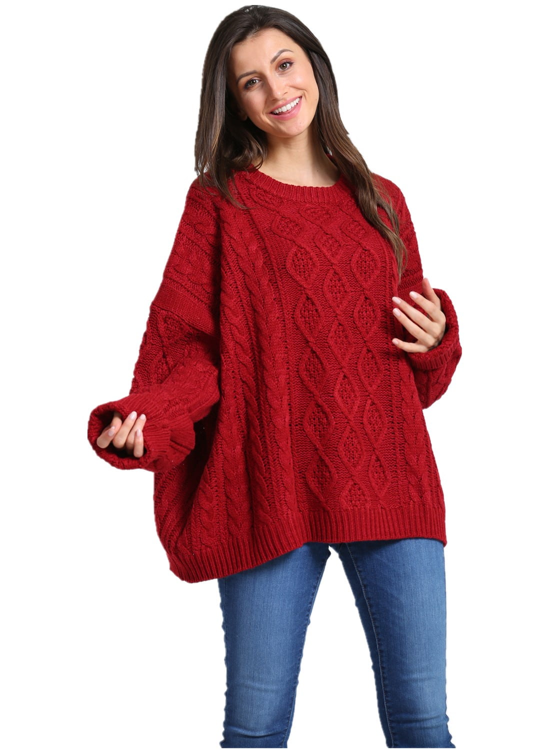 Simply Couture Women's Plus Size Loose Oversized Chunky Cable Knit ...