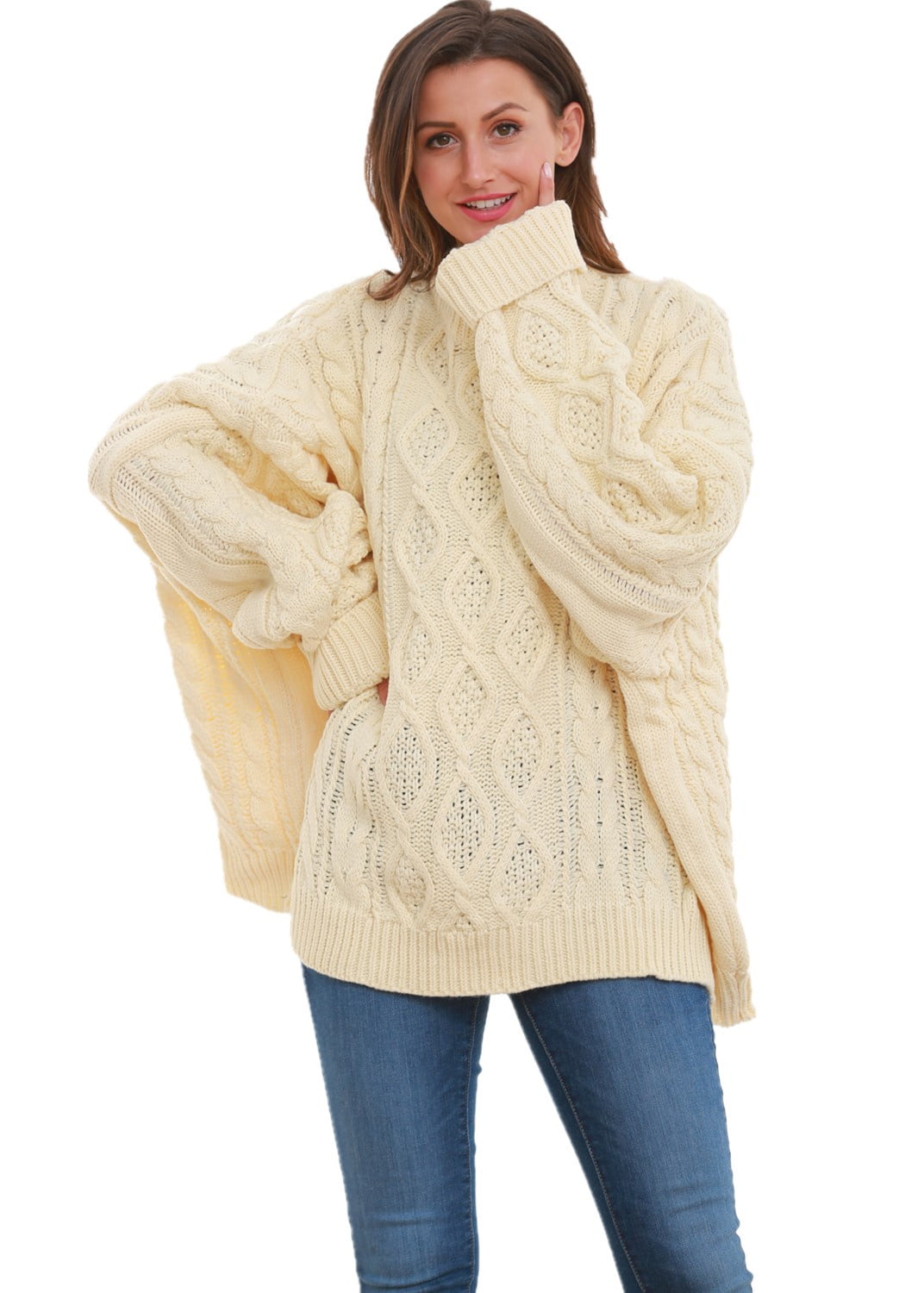 Simply Couture Women's Plus Size Loose Oversized Chunky Cable Knit ...