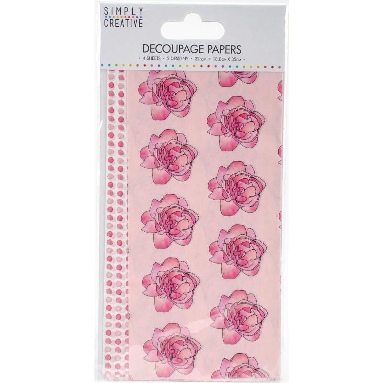 Simply Creative Decoupage Paper 18.8cmx35cm 4/pkg-watercolour Roses ...