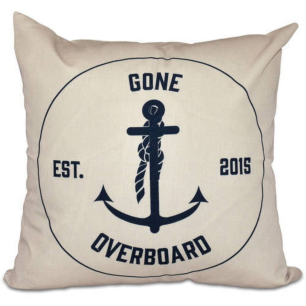 Simply Daisy 16" x 16" Gone Overboard Word Print Outdoor Pillow ...