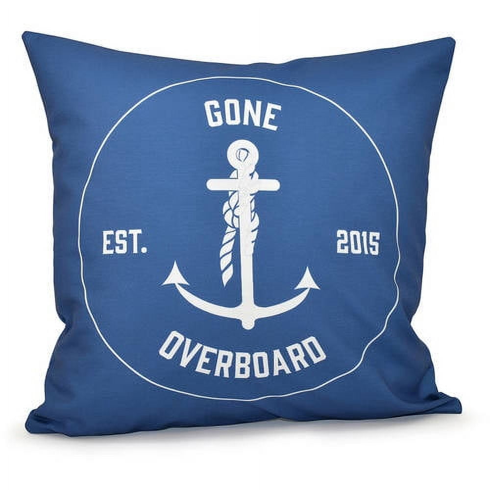 Simply Daisy 16" x 16" Gone Overboard Word Print Outdoor Pillow ...