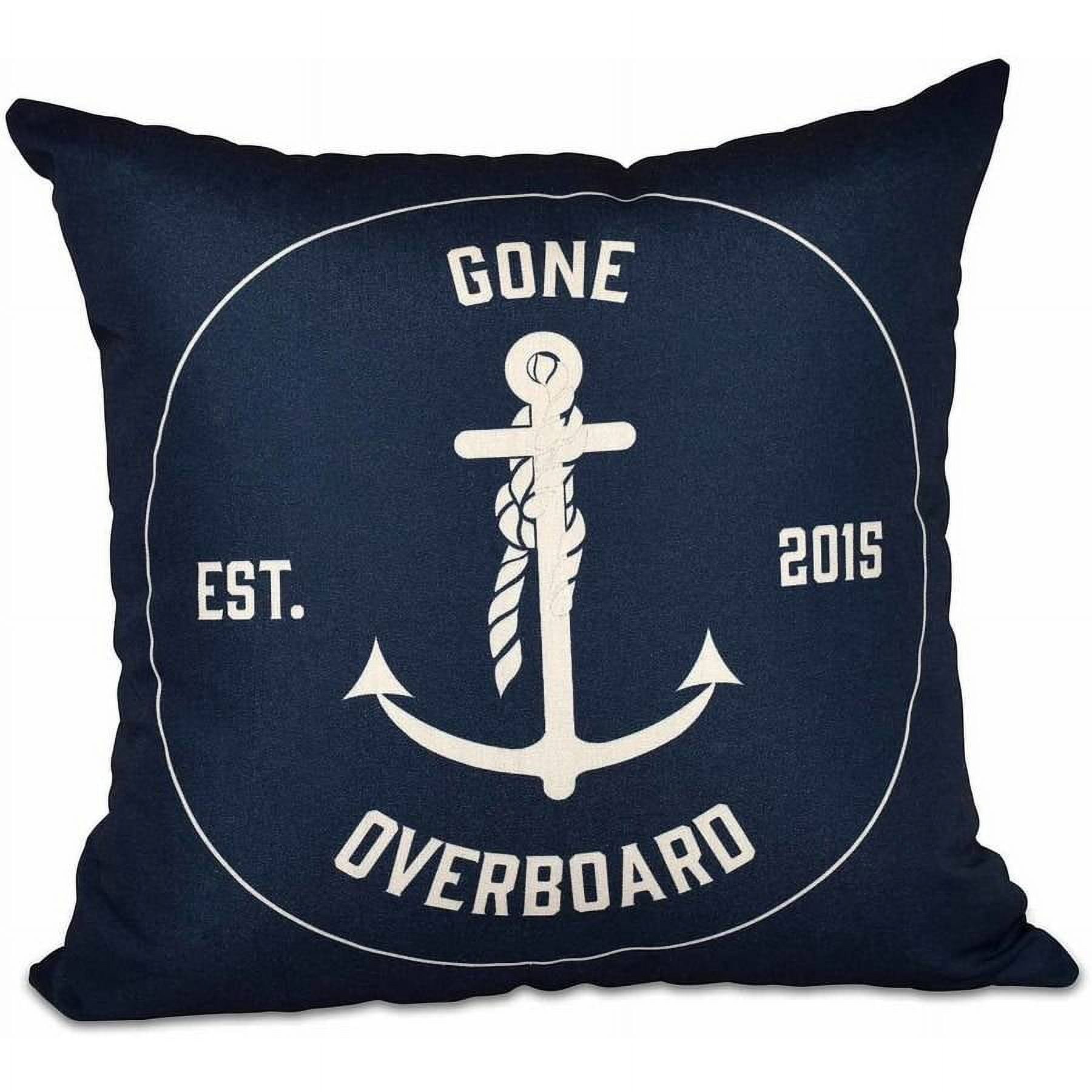 Simply Daisy 16" x 16" Gone Overboard Word Print Pillow, Navy - Walmart.com