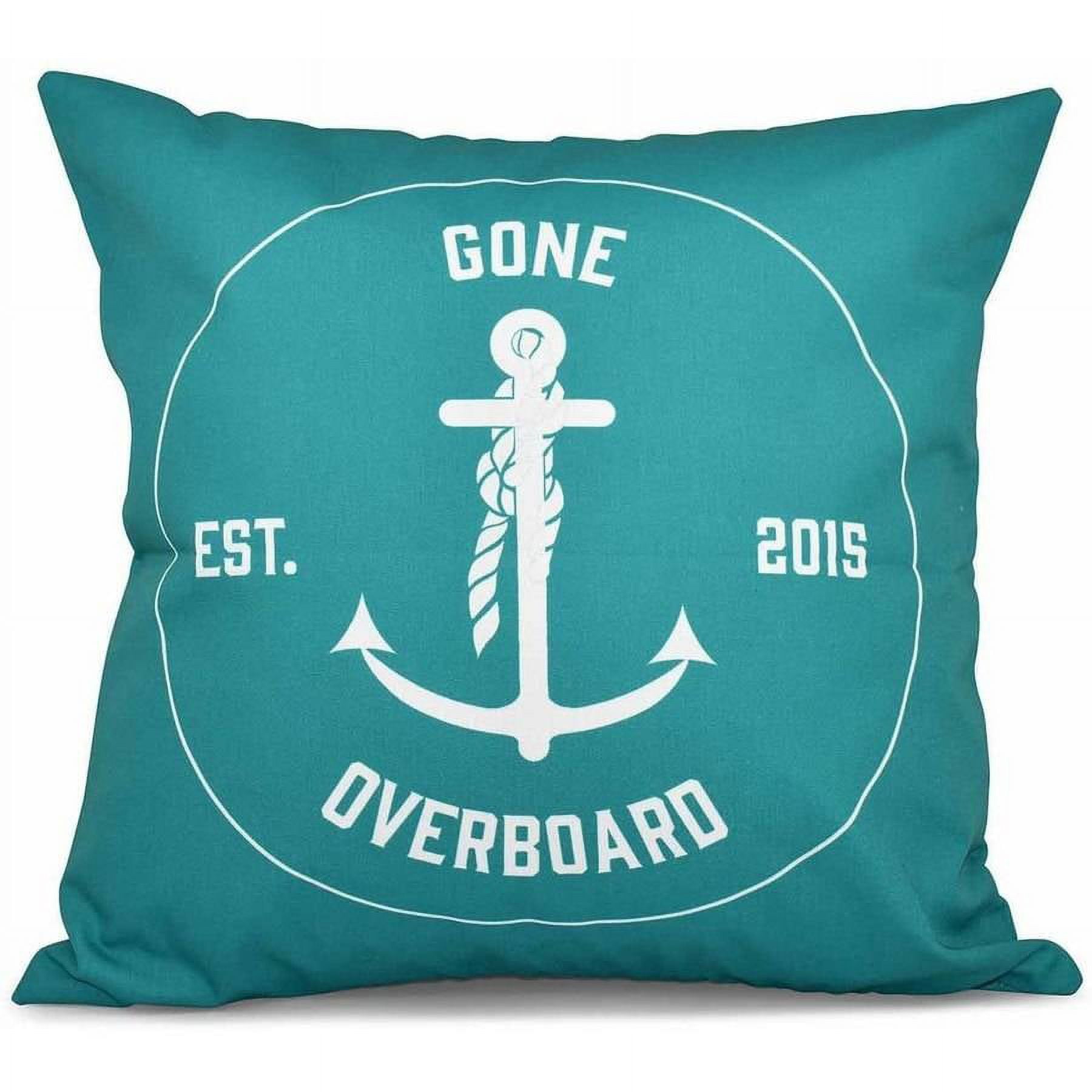 Simply Daisy 16x16 Nautical Polyester Reversible Outdoor Pillow Mildew ...