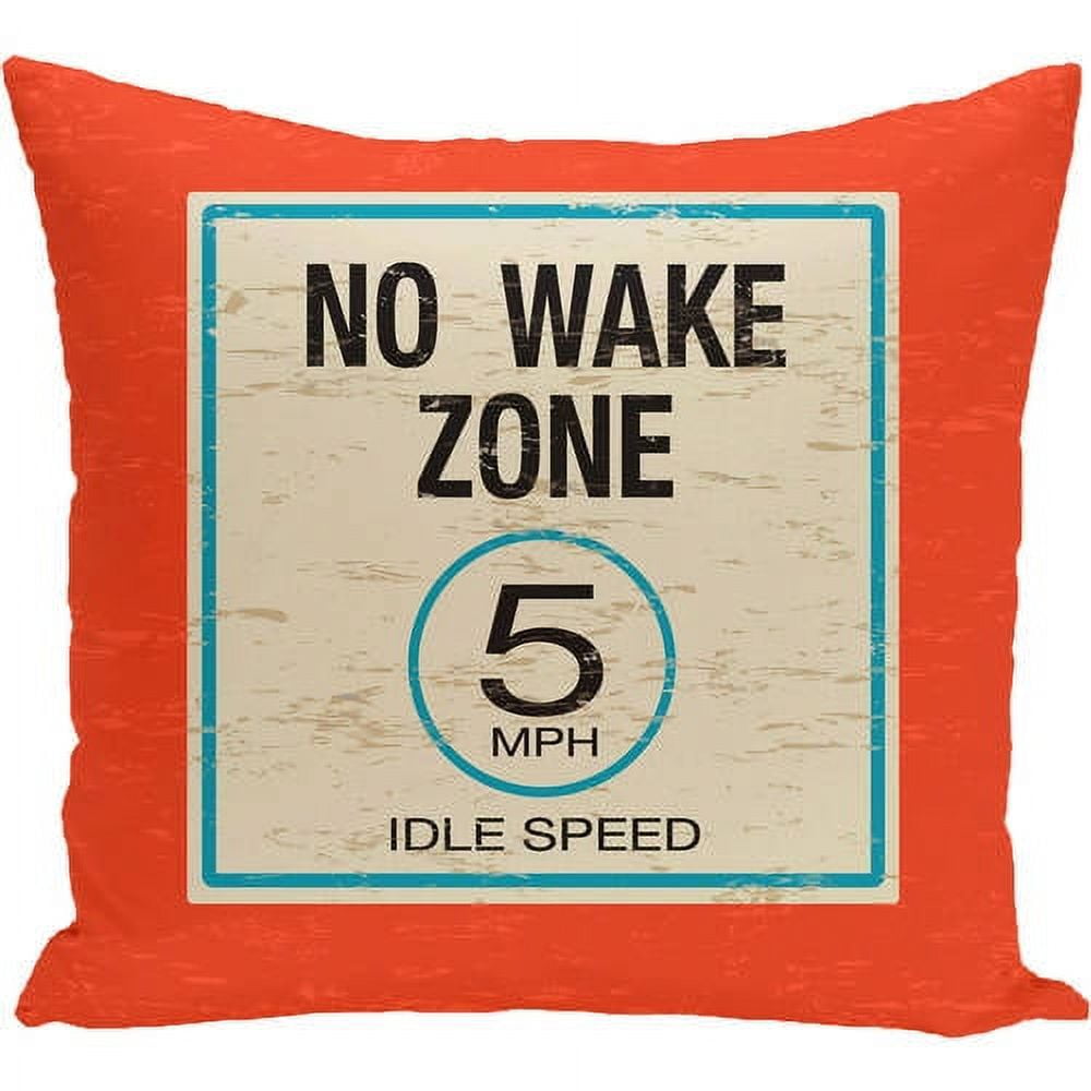 Simply Daisy 16" x 16" No Wake Word Print Outdoor Pillow, Orange ...