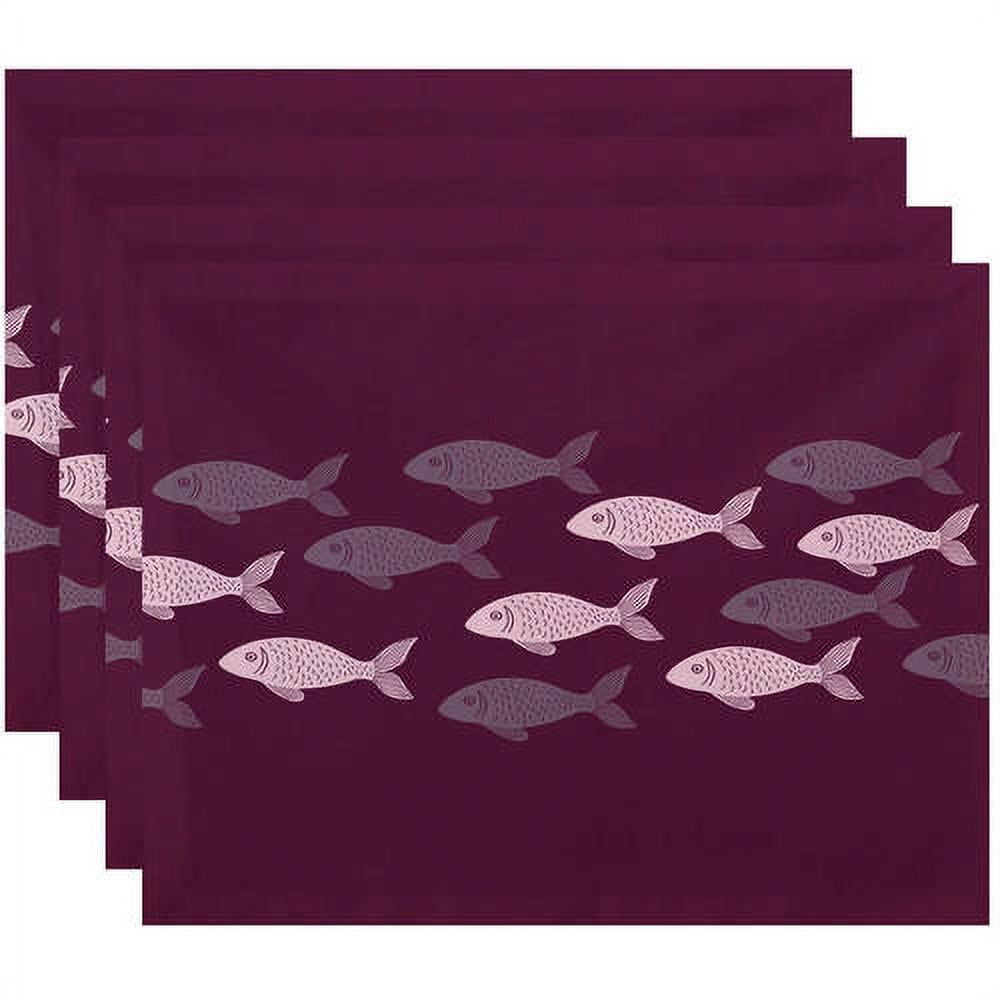 Simply Daisy 18" x 14" Fish Line Animal Print Placemats, Set of 4 ...