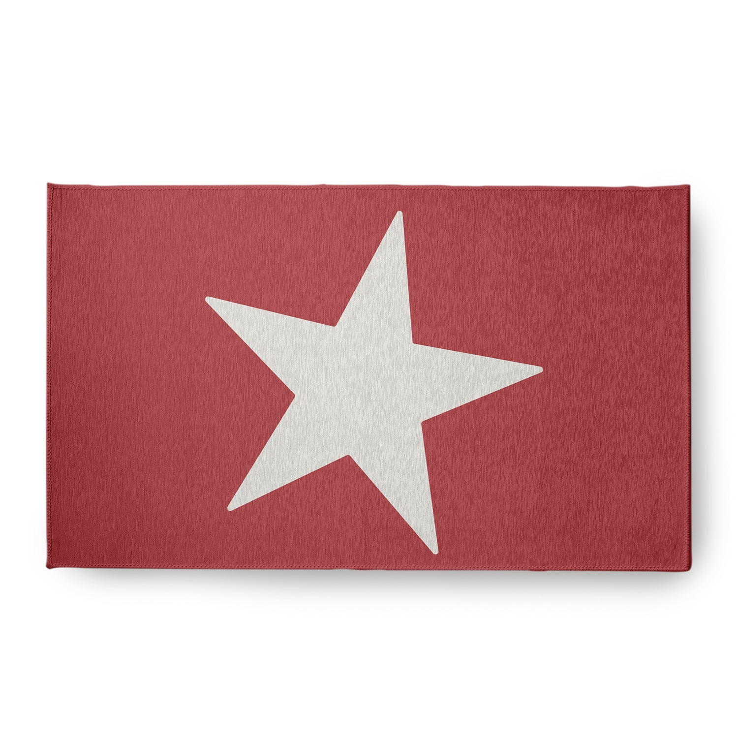 Simply Daisy 18 x 30 Big Star Chenille Rug, Ligonberry Red and White ...