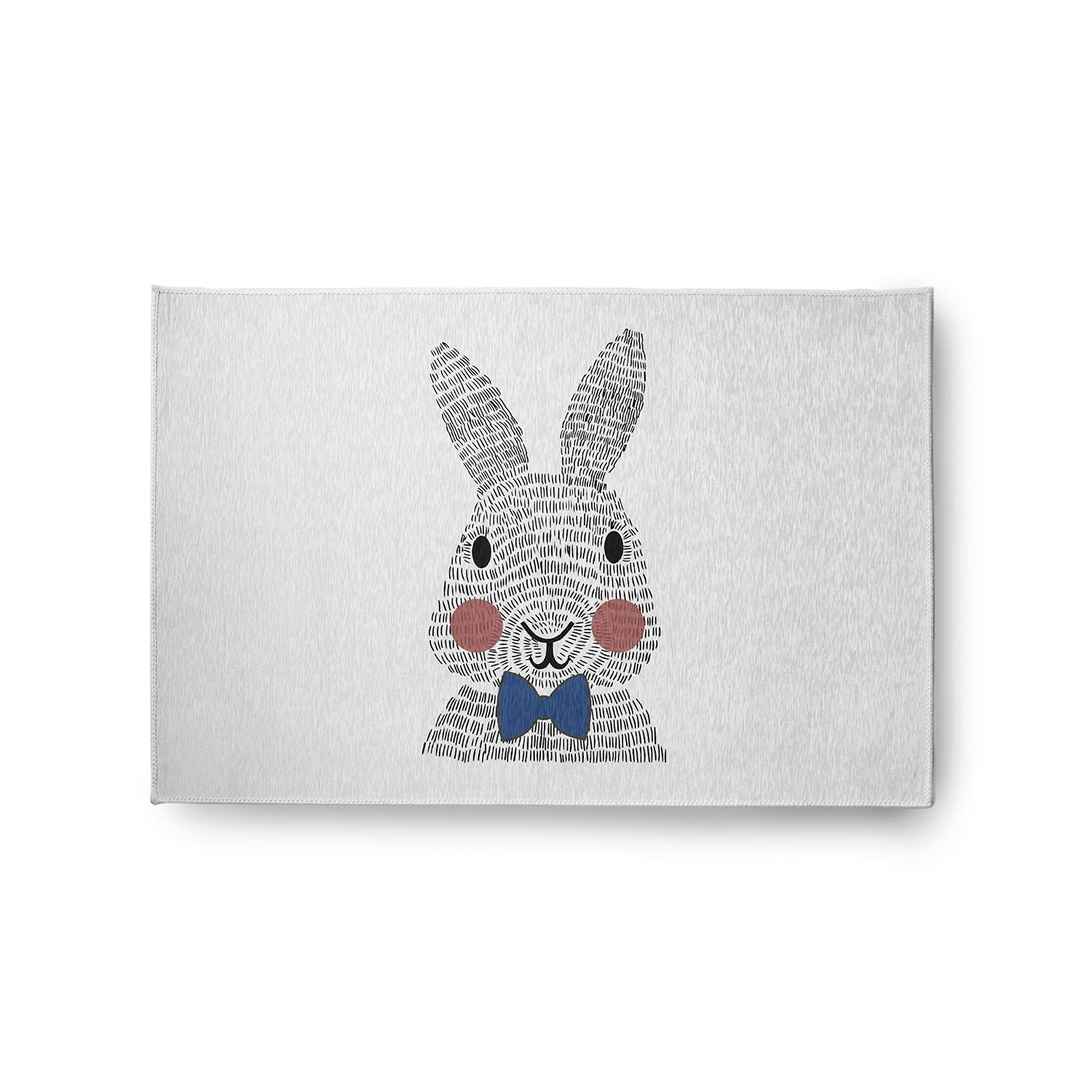 Simply Daisy 2' x 3' Dark Cobalt Blue Bow-tie Bunny Easter Chenille ...