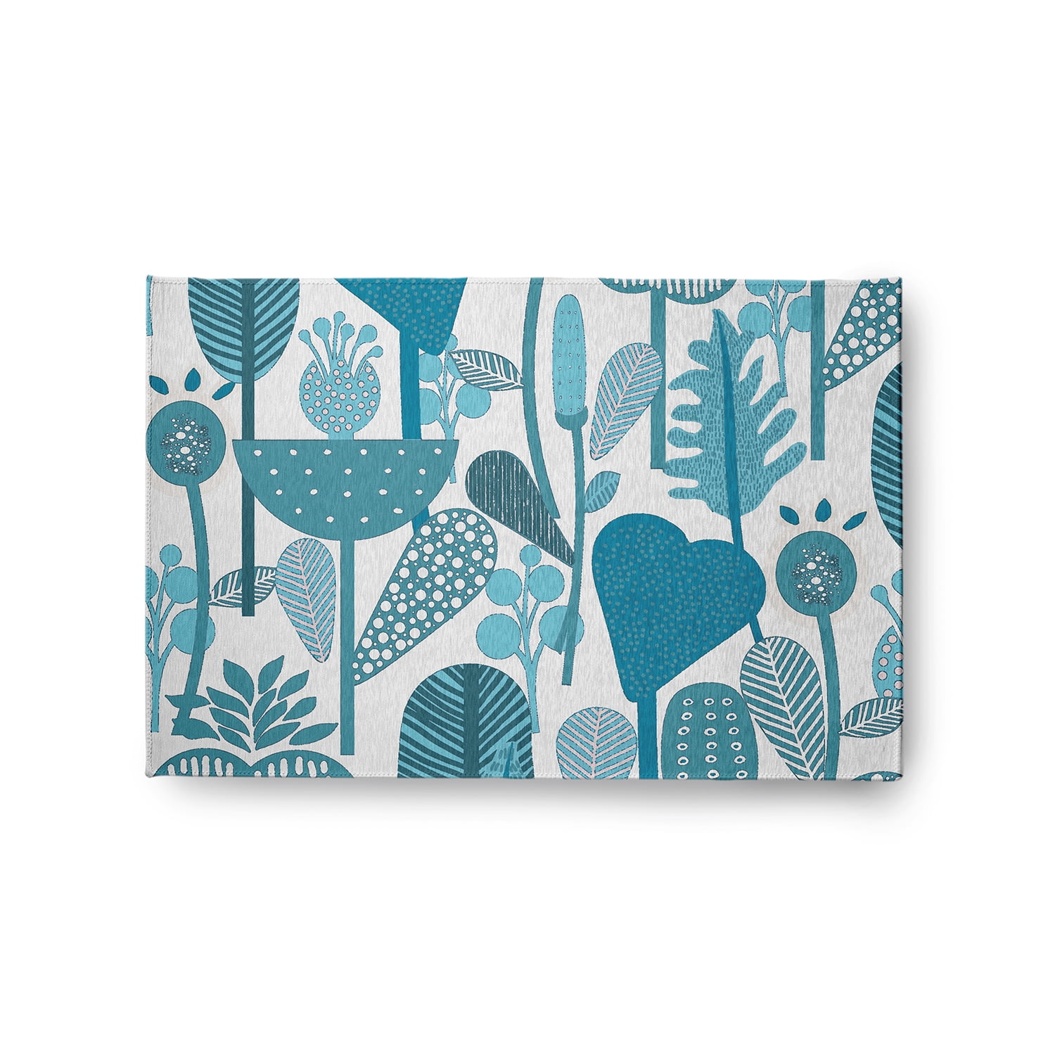 Simply Daisy 2' x 3' Explorer Blue Flower Forest Spring Chenille Rug ...