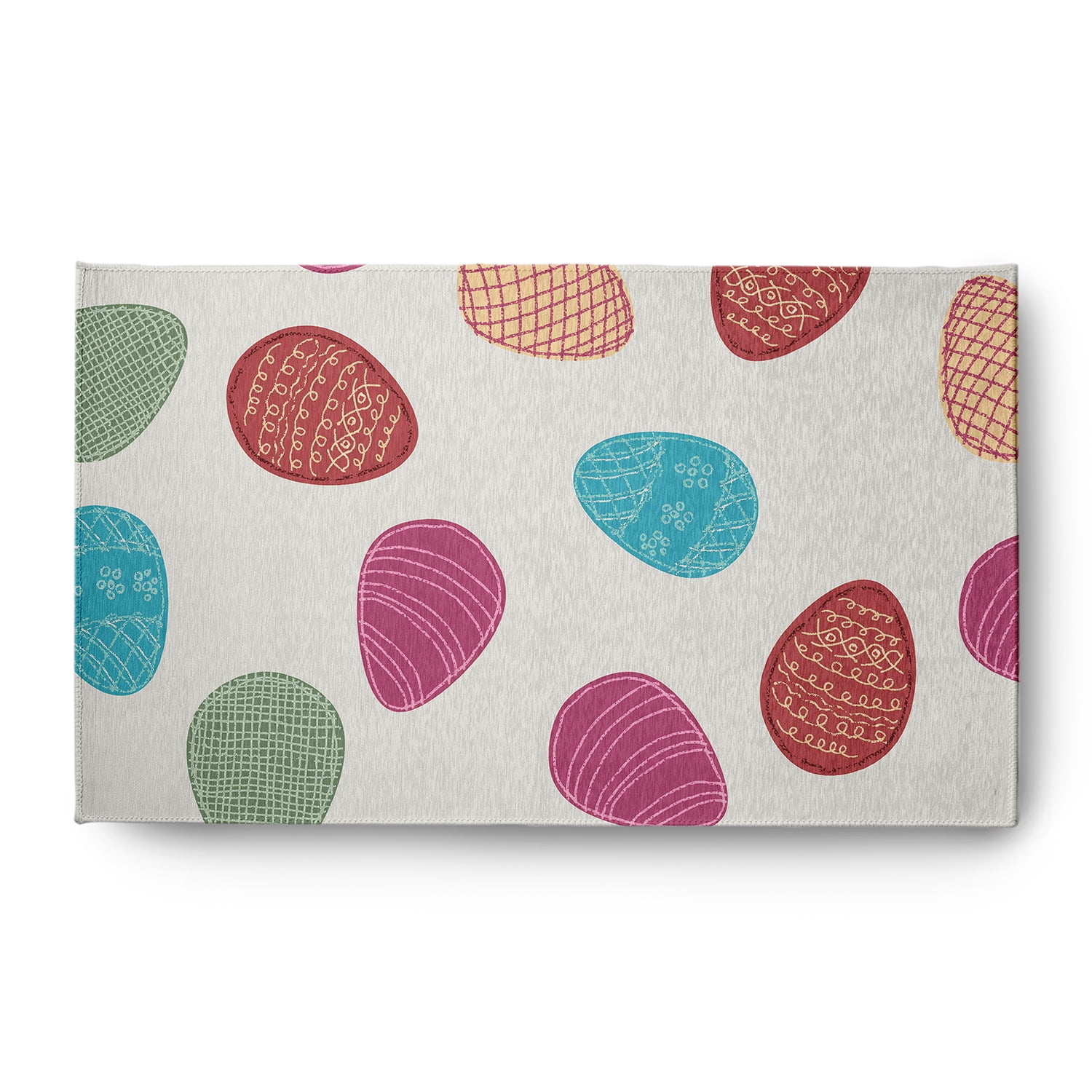 Simply Daisy 3' x 5' Whisper White Egg Hunt Easter Chenille Rug ...