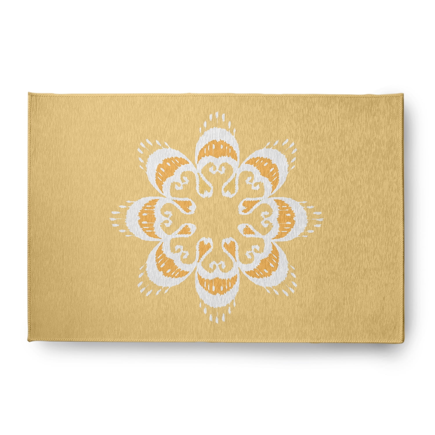 Simply Daisy 4' x 6' Sunshine Yellow Ikat Mandala Chenille Indoor ...