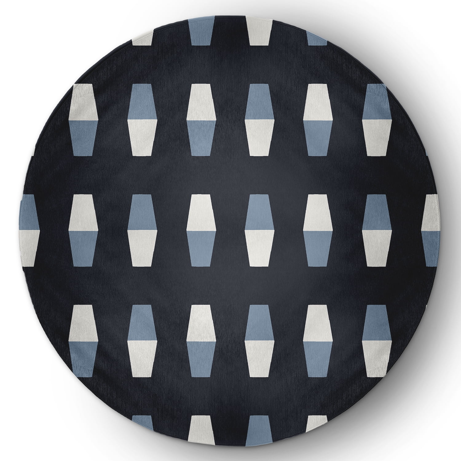 Simply Daisy 5' Round Bowling Pins Nautical Chenille Rug, Shark Blue ...