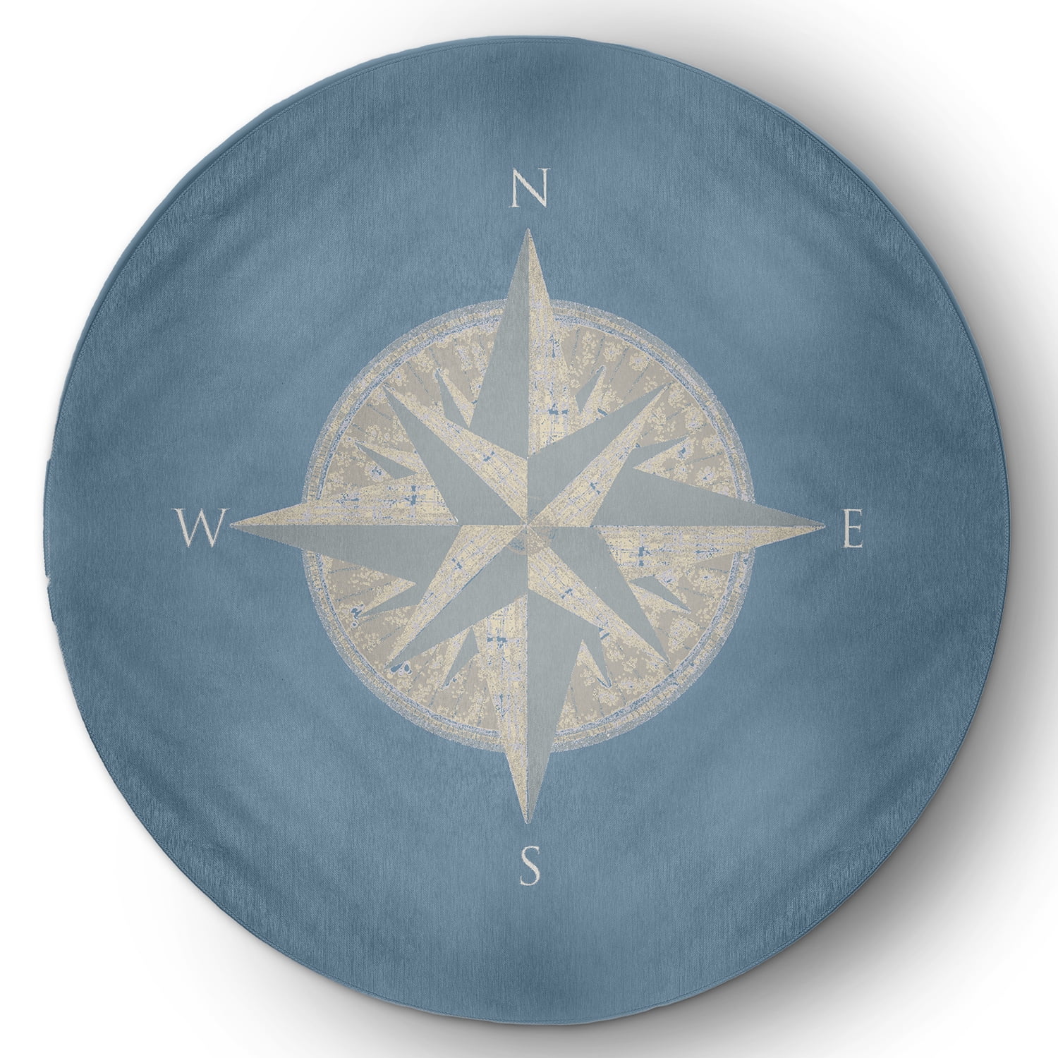 Simply Daisy 5' Round Compass Nautical Chenille Rug, Dusty Smoke ...