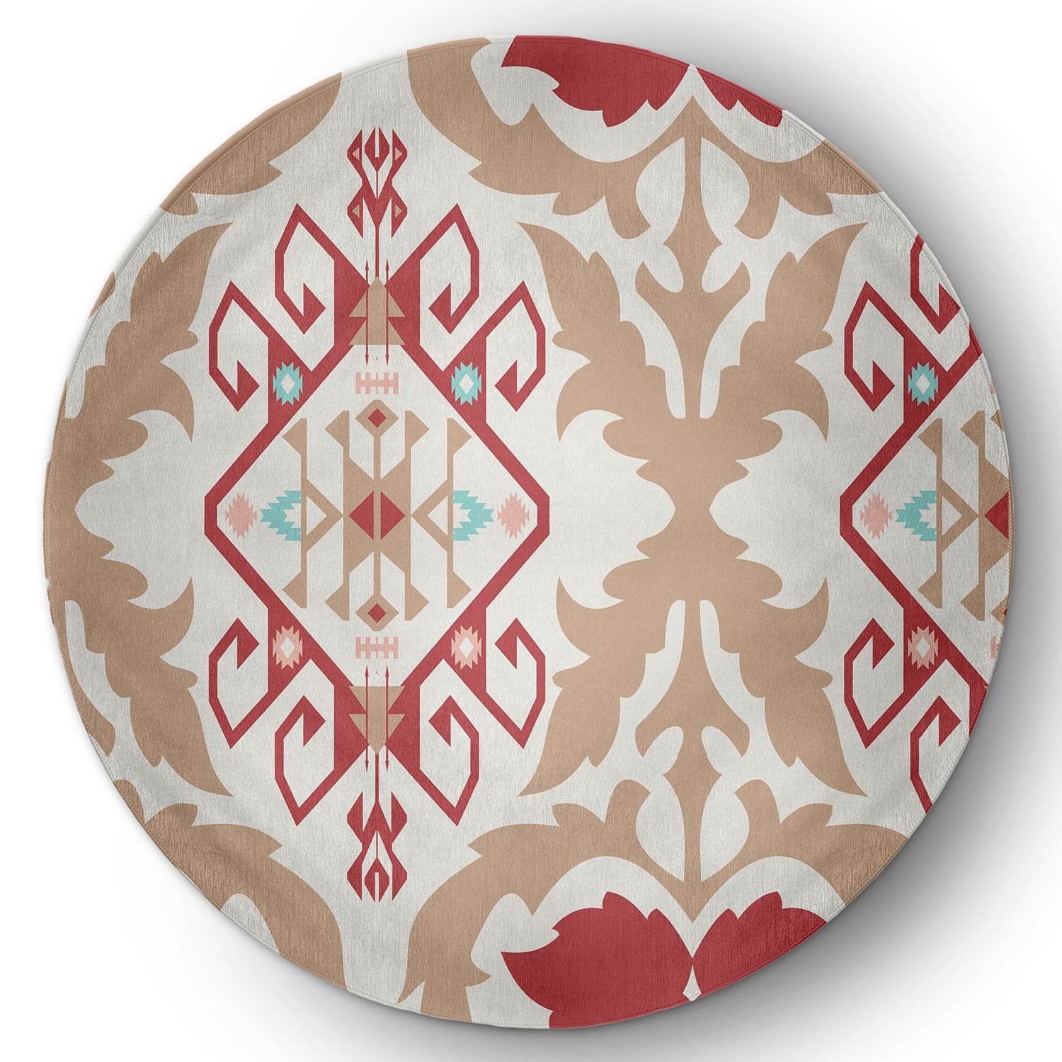 Simply Daisy 5' Round Ligonberry Red Bombay Medallion Spring Chenille ...