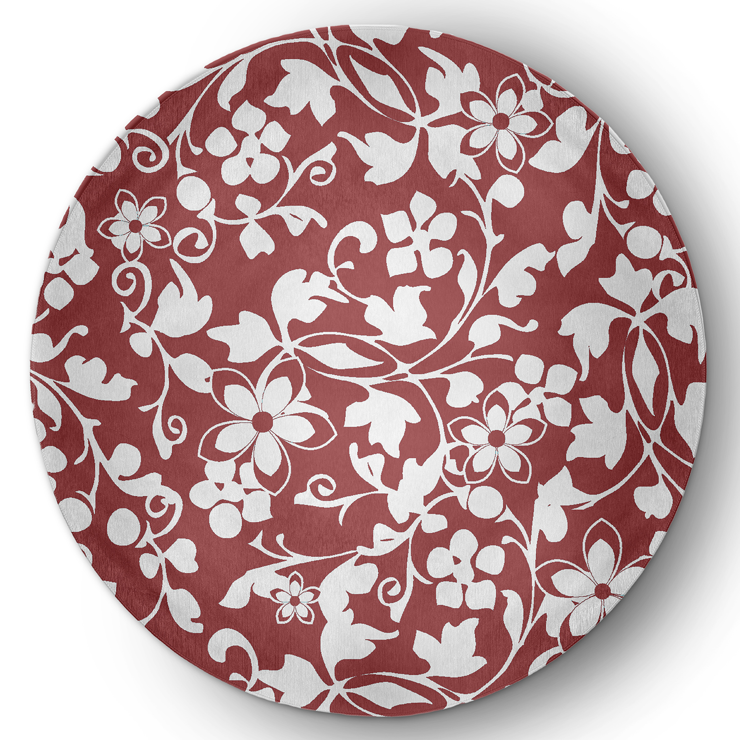 Simply Daisy 5' Round Ligonberry Red Evelyn Spring Chenille Indoor ...