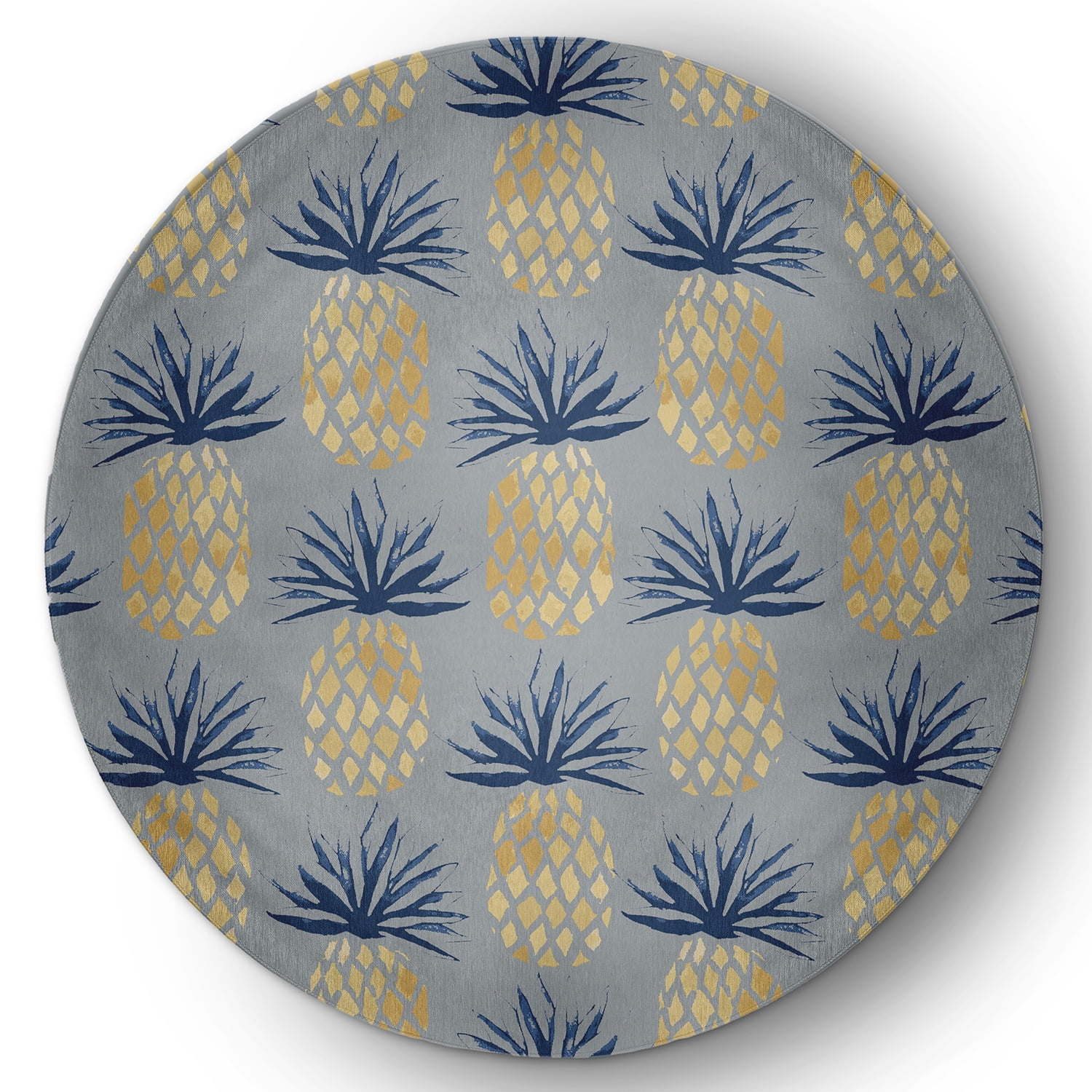 Simply Daisy 5' Round Pineapple Stripes Chenille Rug, Pretty Grey ...