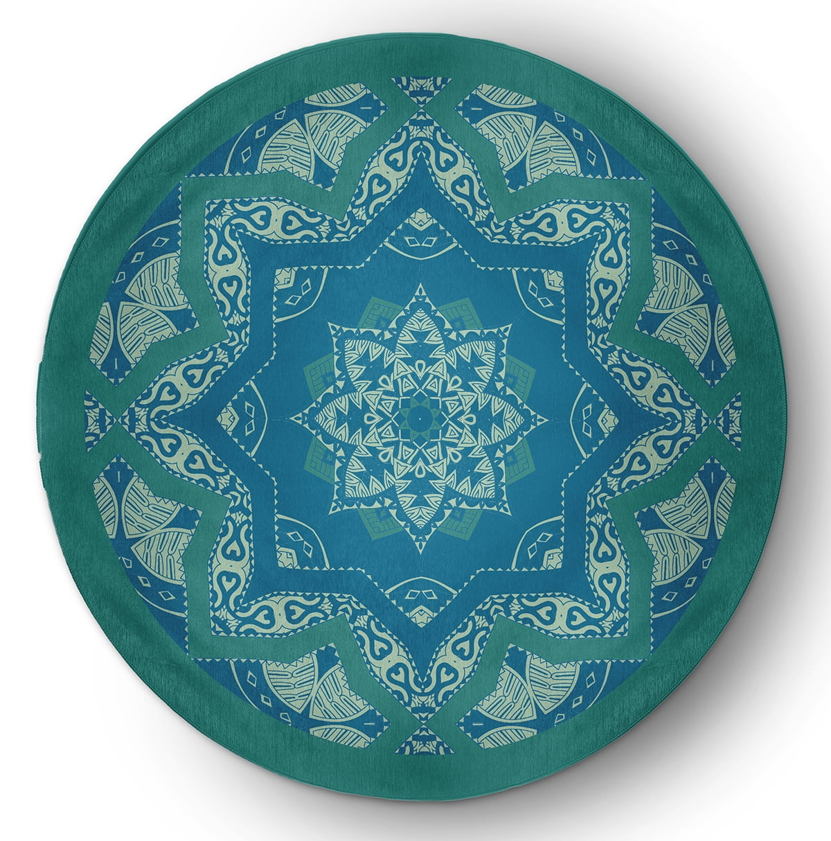 Simply Daisy 5' round Desert Turquoise Shawl Indoor/outdoor Rug ...
