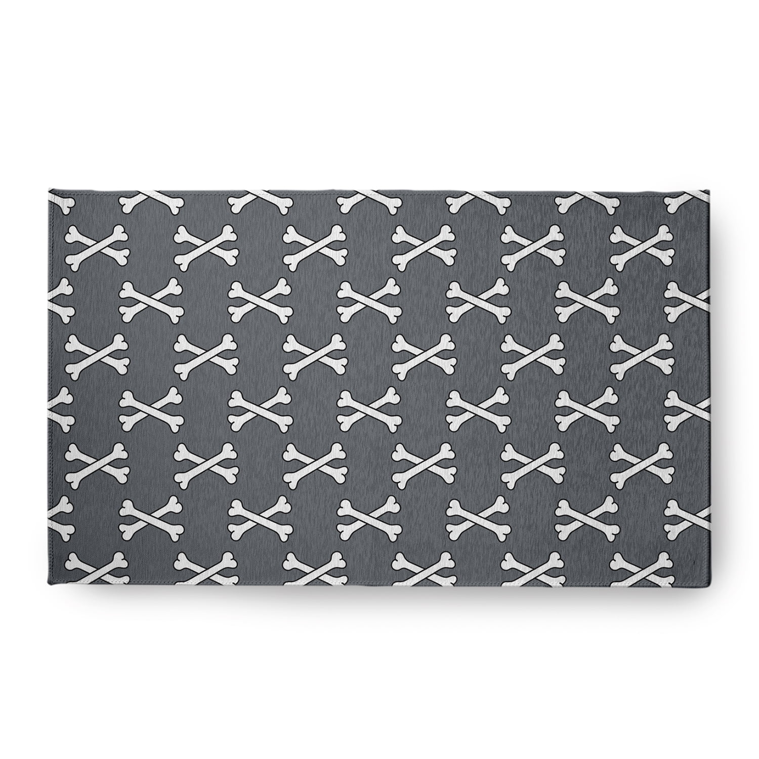 Simply Daisy Cross Bones Steel Gray Halloween Chenille Area Rug, 18" x ...