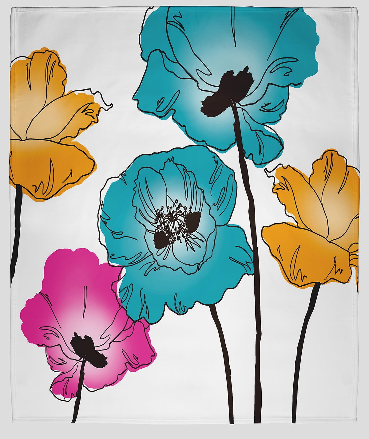 Simply Daisy Popping Poppies Fleece Throw Blanket, Blue, Oversized ...