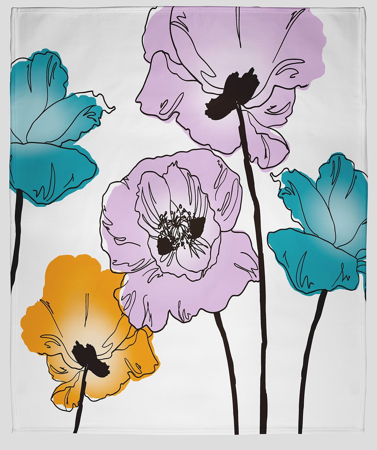 Simply Daisy Popping Poppies Fleece Throw Blanket, Lilac, Oversized ...