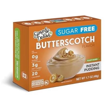 Simply Delish Sugar Free Instant Pudding Butterscotch - 1.7 oz Pack of ...