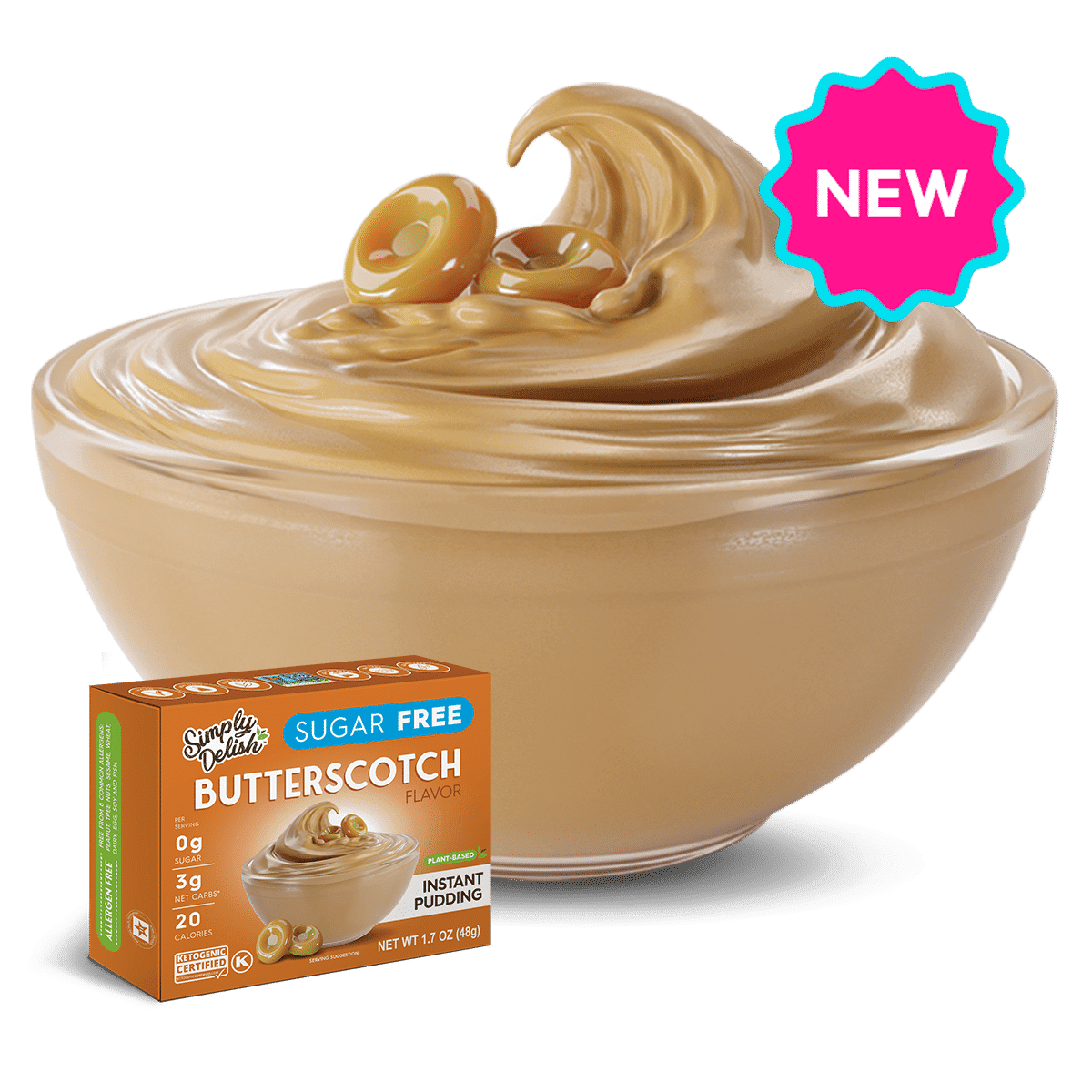 Simply Delish Sugar Free Instant Pudding Butterscotch - 1.7 oz Pack of ...