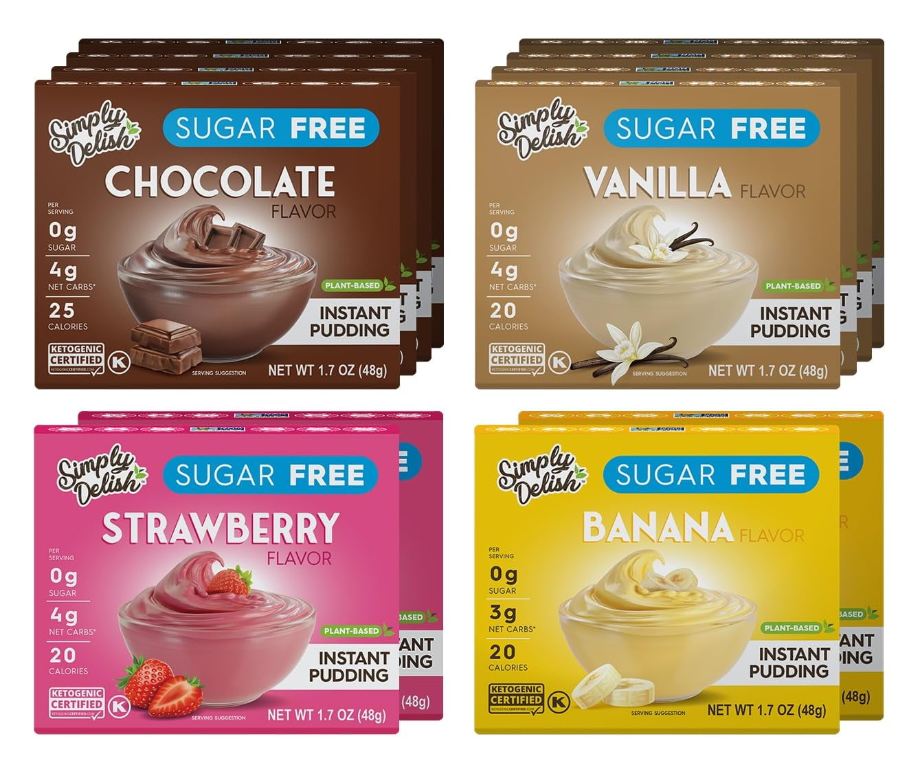Simply Desserts - Sugar Free Variety Pudding 12 Pack – 4g Net Carb ...