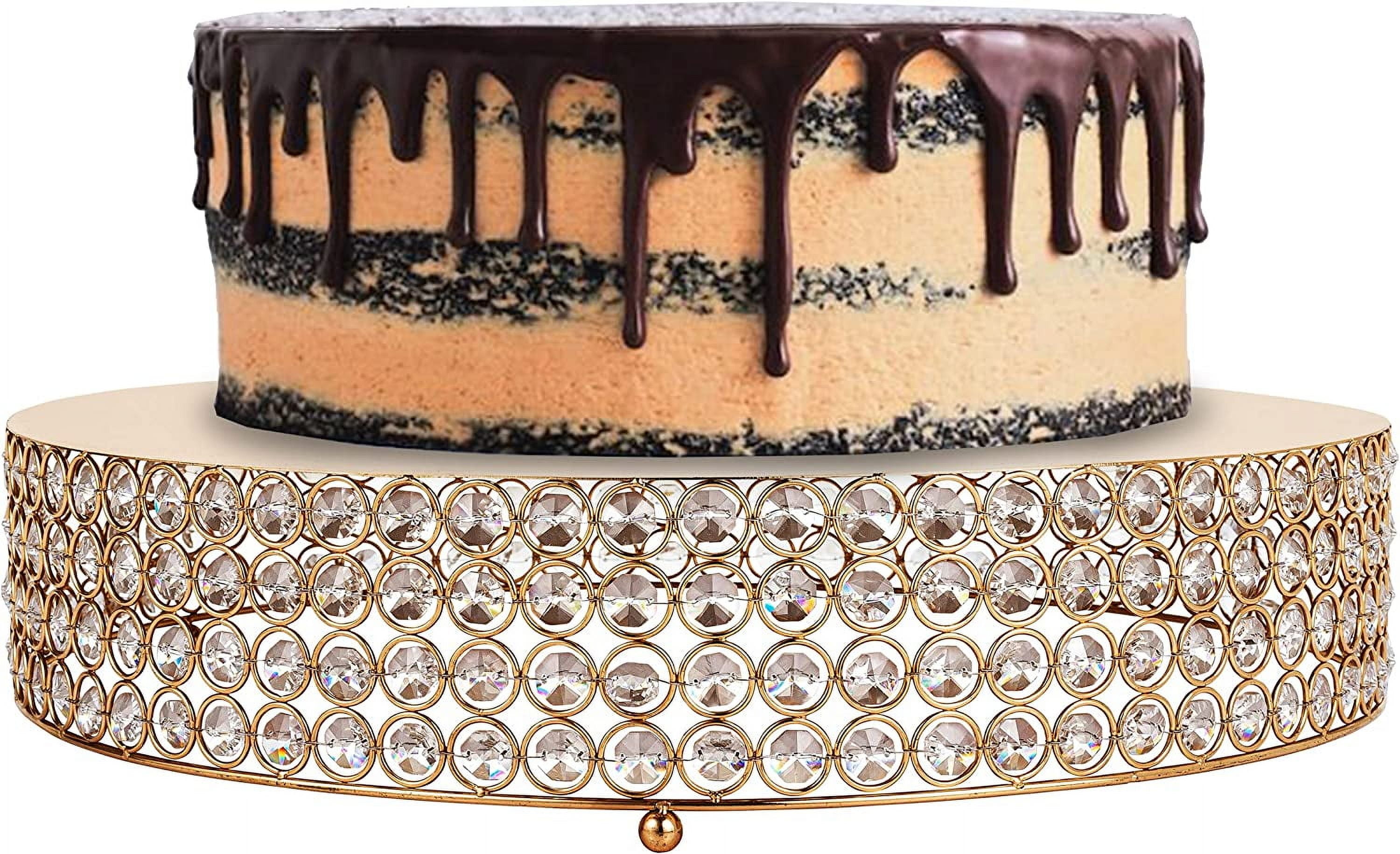 Simply Elegant - 10” Round Crystal Bead Cake Stand, Large Cake, Dessert ...