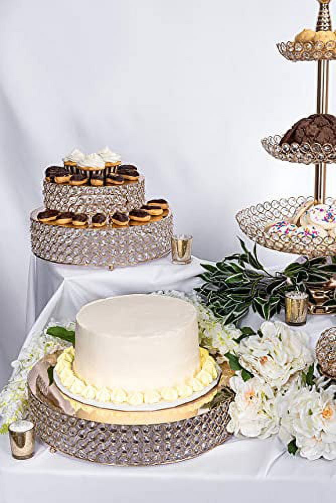 Simply Elegant - 18" Round Crystal Beaded Cake Stand, Large Cake ...
