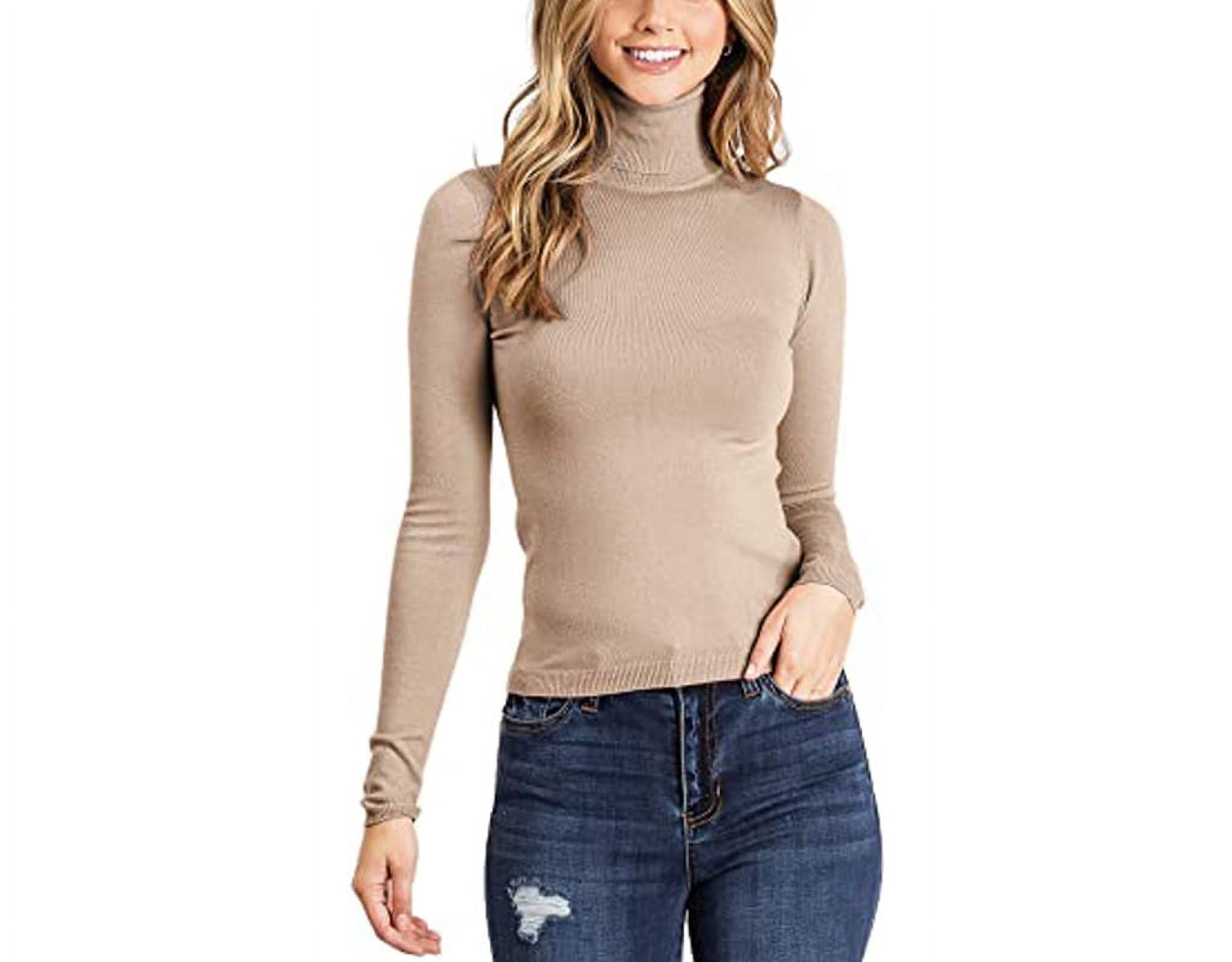 Simply Fashion Ambiance Women's Ribbed Long Sleeve Turtleneck Top ...