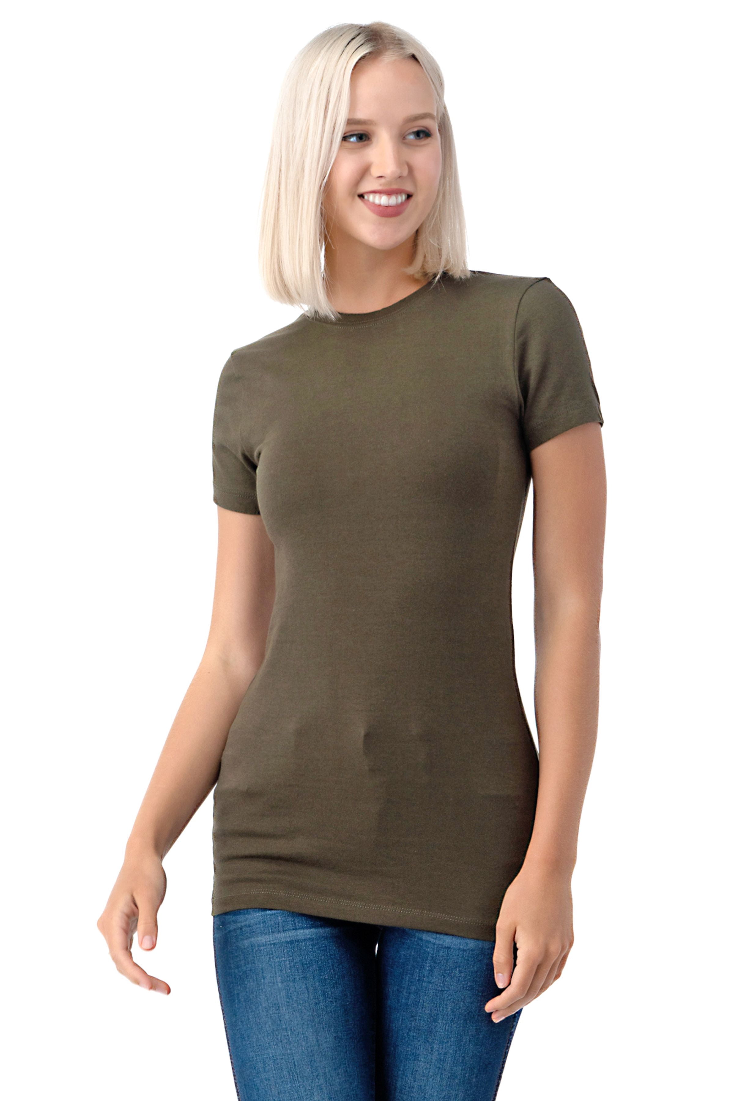 Simply Fashion Basic Crewneck Short Sleeve T-Shirts - Stretch Cotton ...